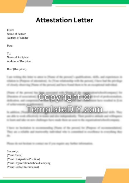 Download Attestation Letter Template | Word Editable Format