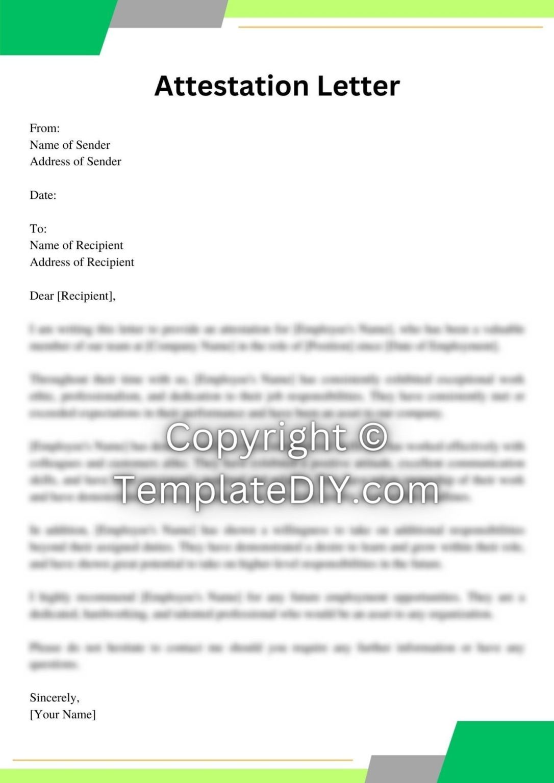 Attestation Letter for An Employee Sample with Examples