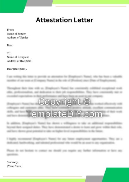 Attestation Letter for An Employee Sample with Examples