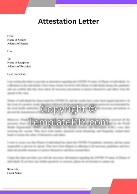 Attestation Letter for Covid Sample with Examples [Word]