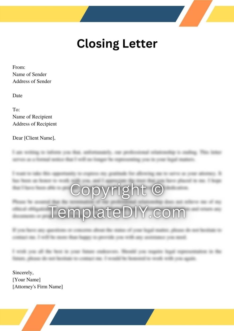 Attorney Closing Letter to Client Sample with Examples