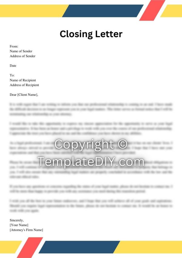 Attorney Closing Letter to Client Sample with Examples