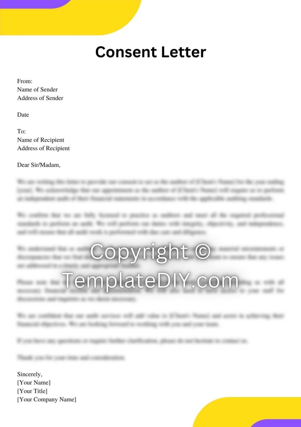 Auditor Consent Letter Sample with Examples [Word]