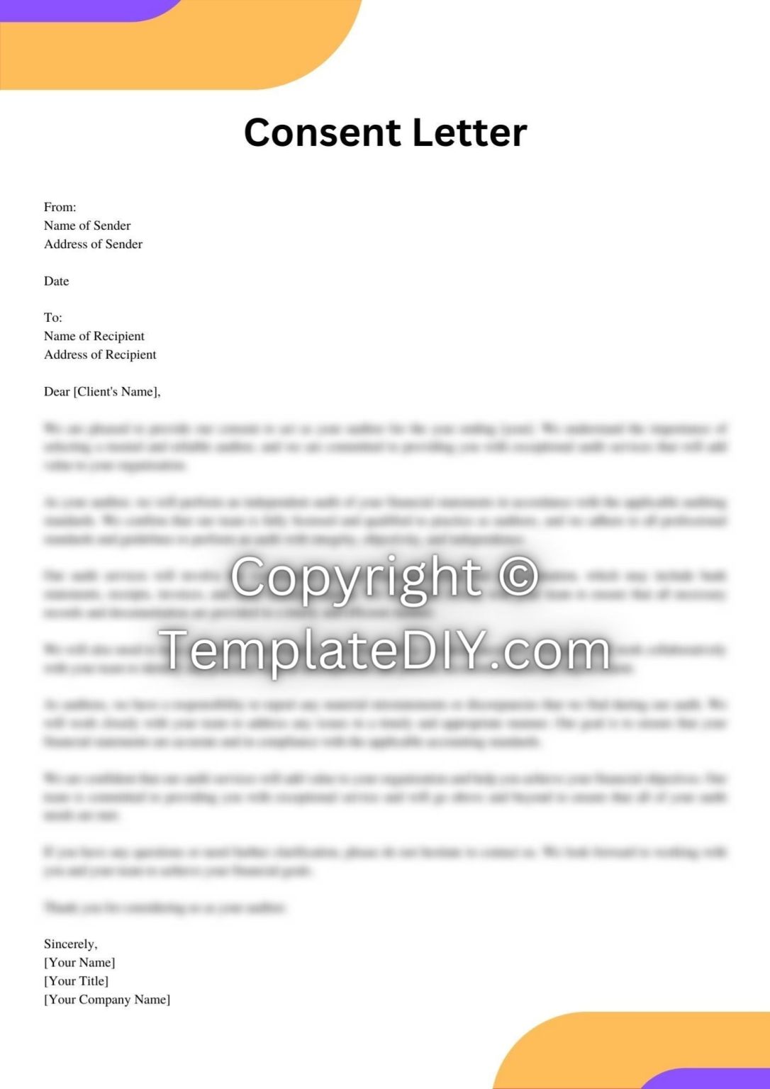 Auditor Consent Letter Sample with Examples [Word]