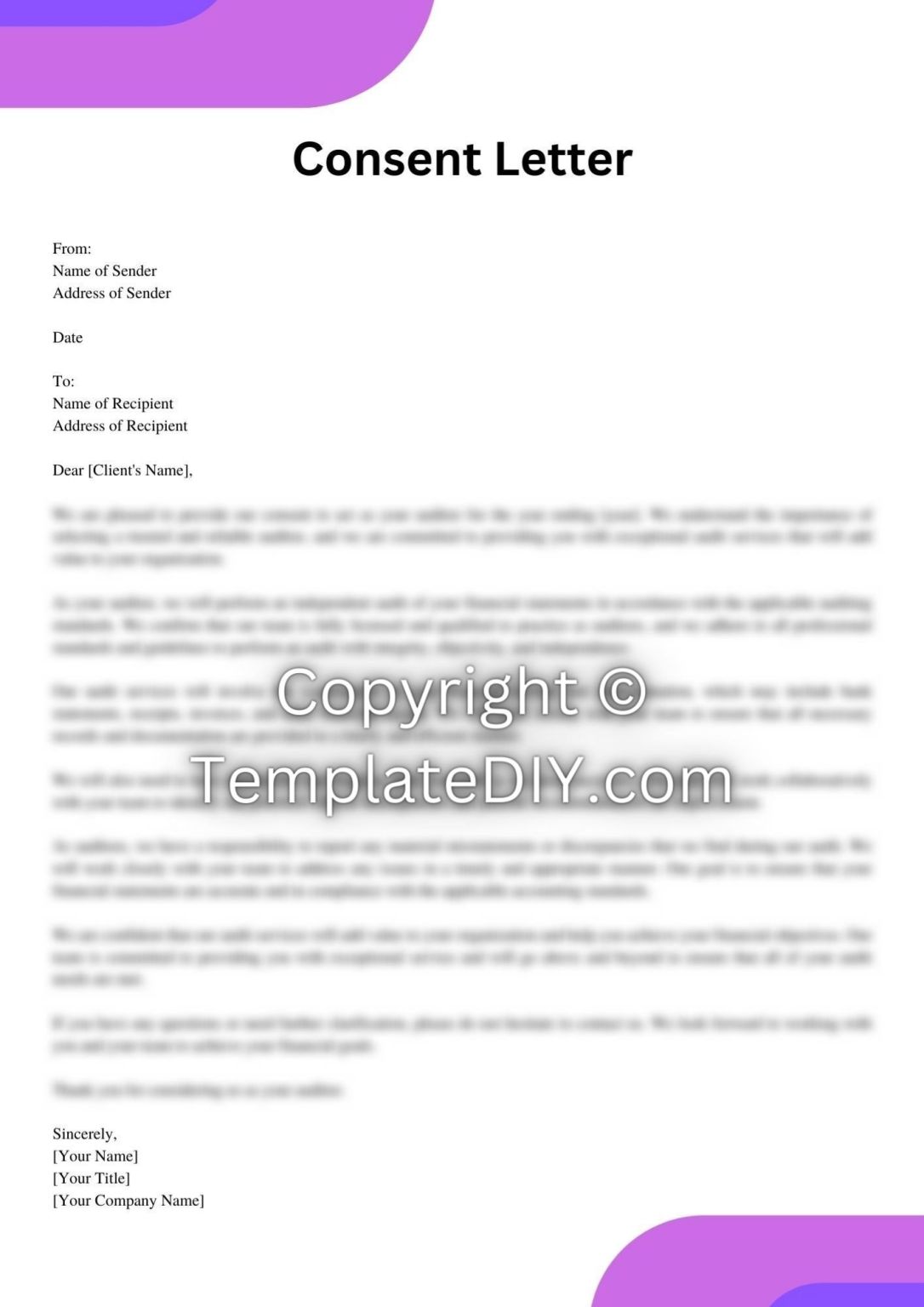 Auditor Consent Letter Sample with Examples [Word]