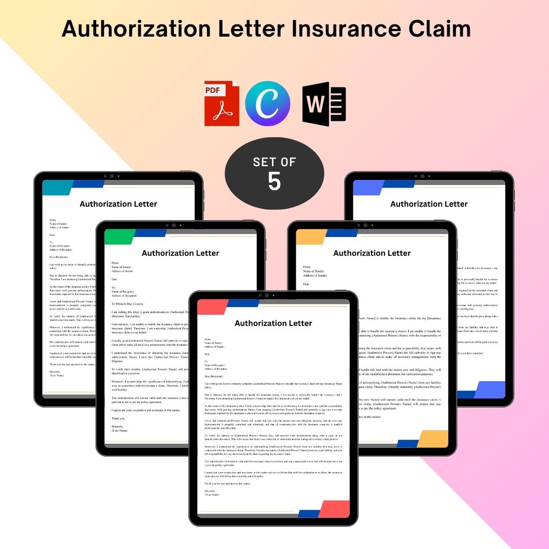 Authorization Letter Insurance Claim Sample [Word]