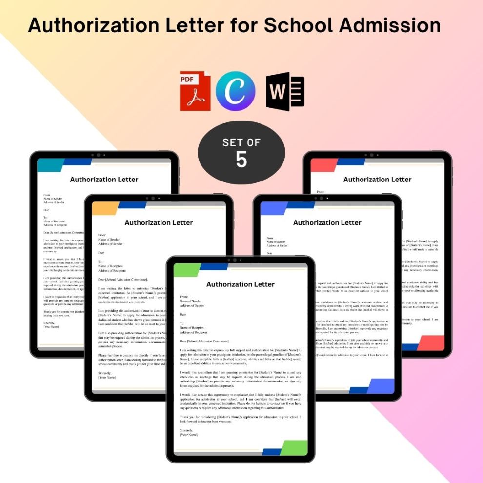 Authorization Letter for School Admission Template | Download Now