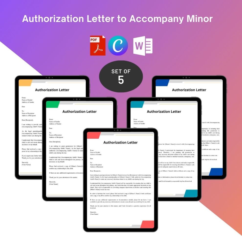 Authorization Letter to Accompany Minor Sample [Word]