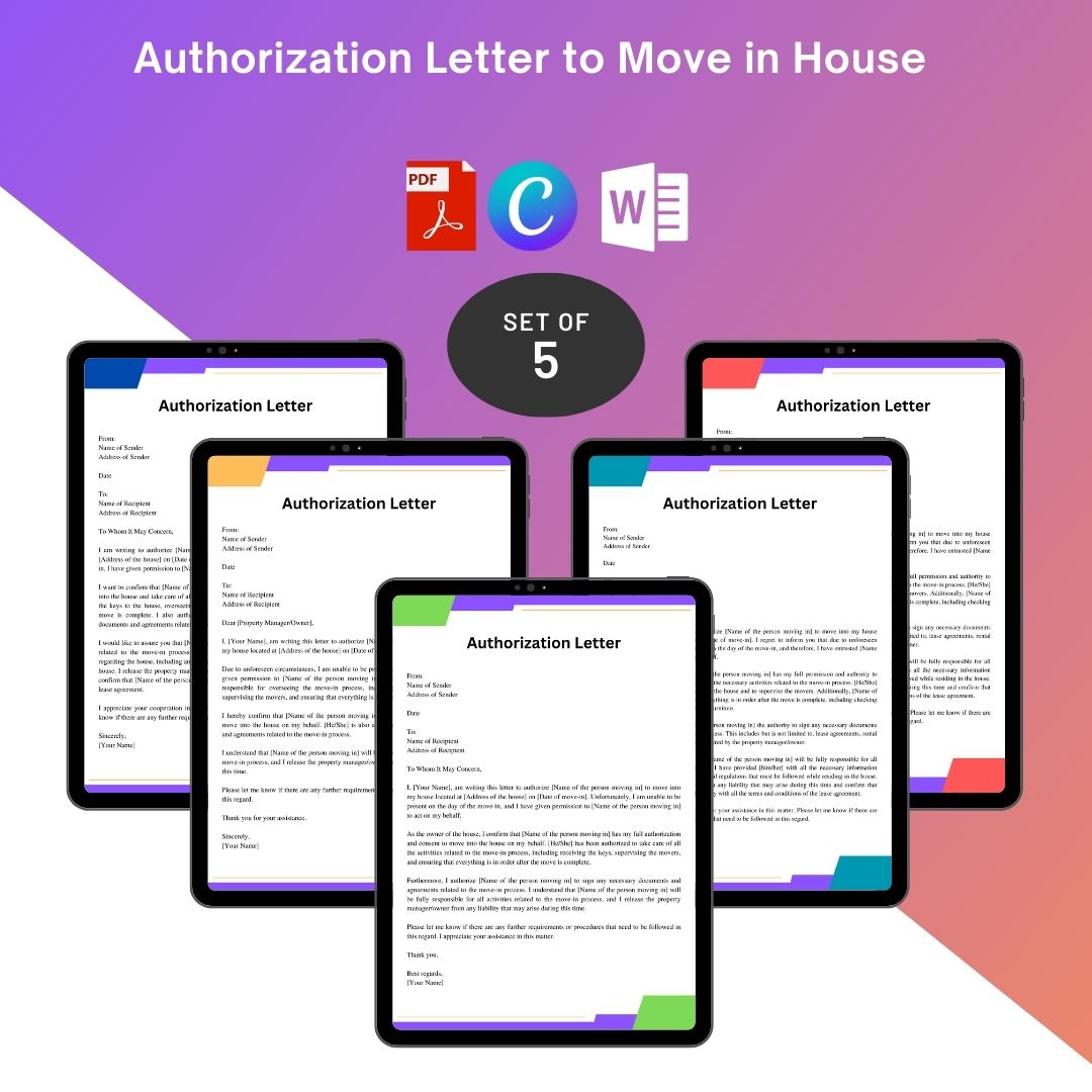 Authorization Letter to Move Into House | Printable Template