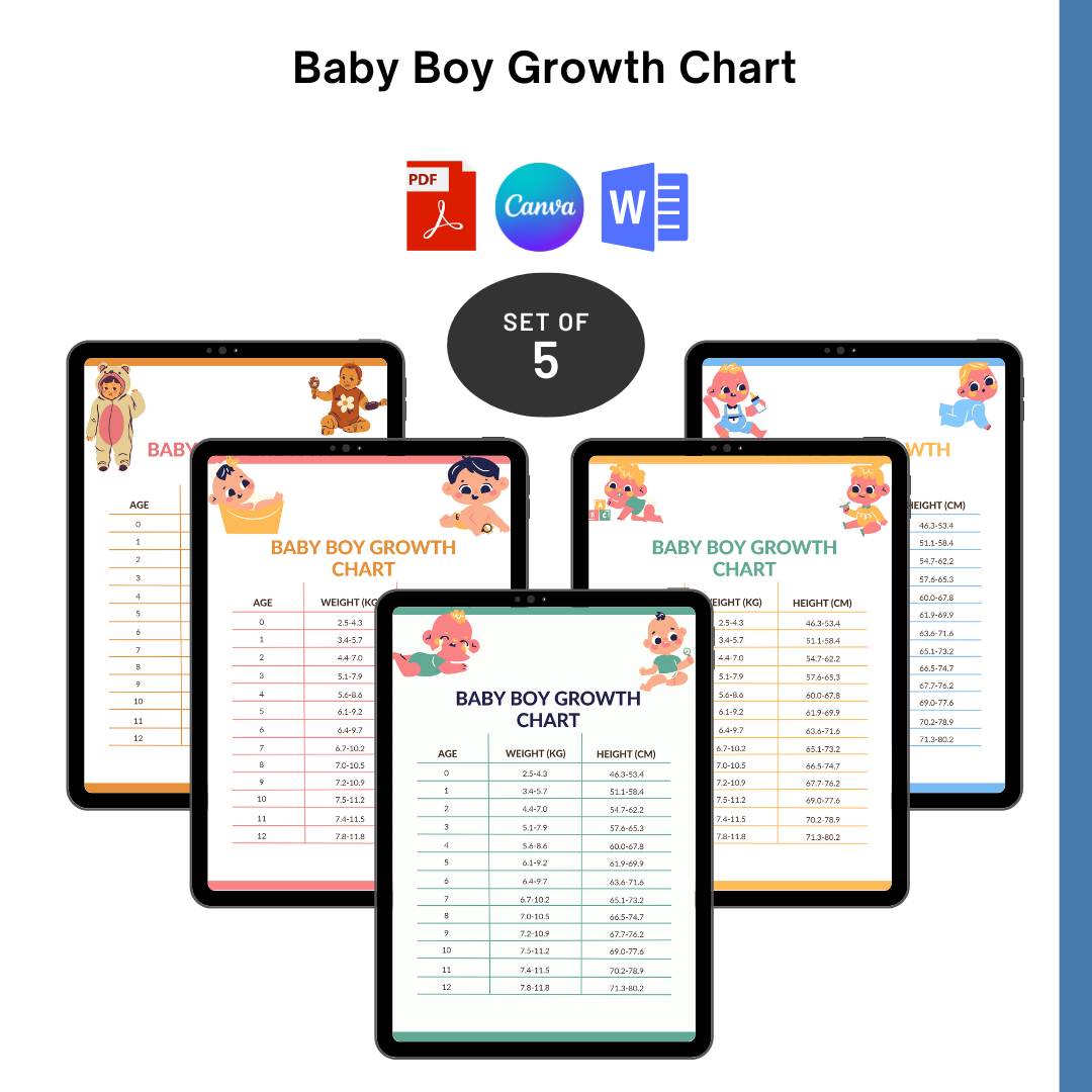 Baby Boy Growth Chart Printable Template PDF, Word
