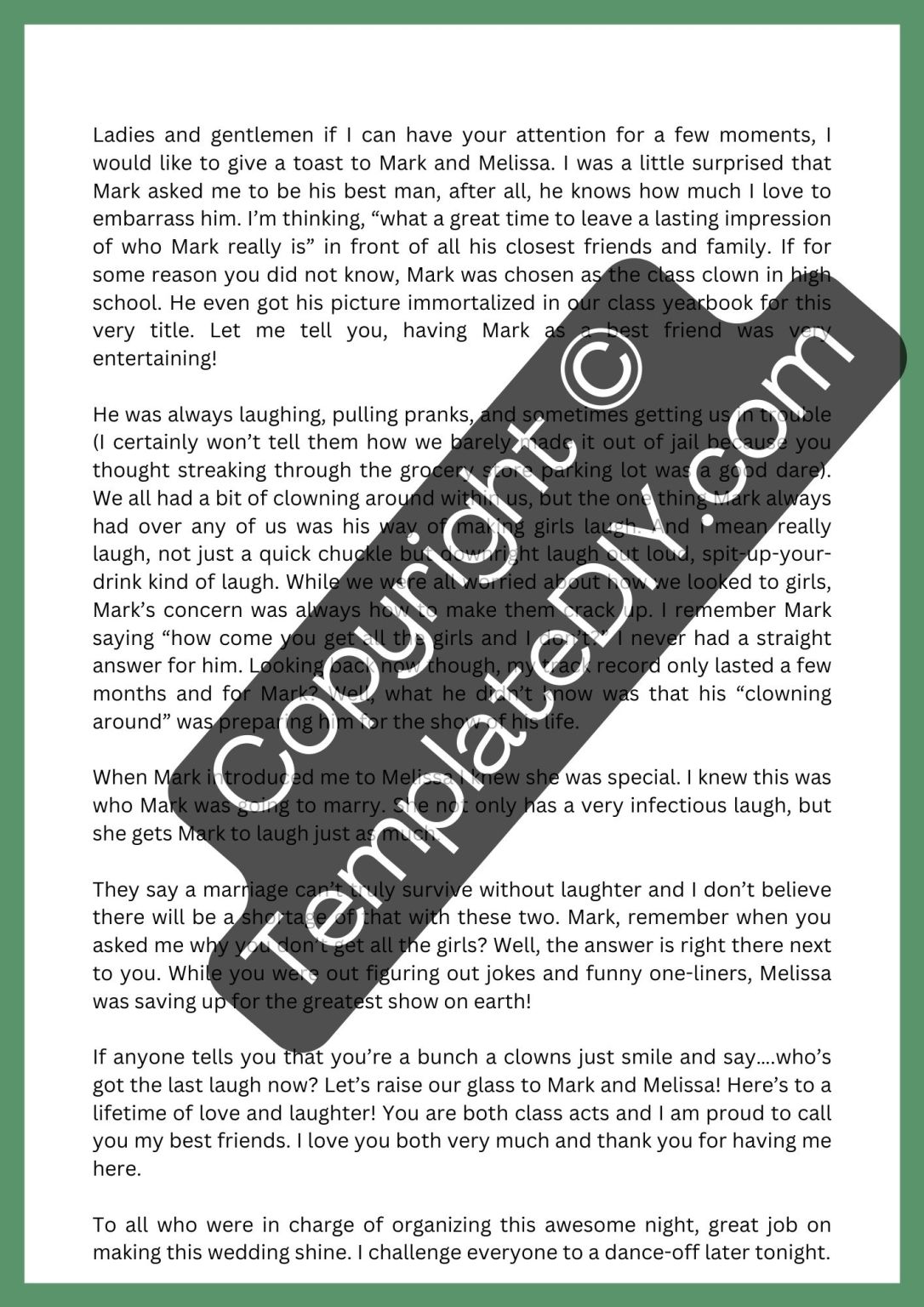 Best Man Speech Template Printable Template in PDF, Word
