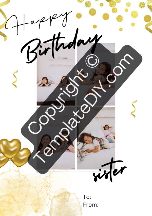 Birthday Greetings for Sister Printable Template PDF, Word