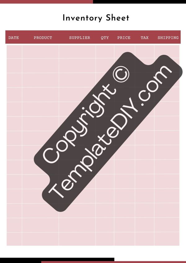 Blank Inventory Sheet Template Printable PDF, Word, Excel