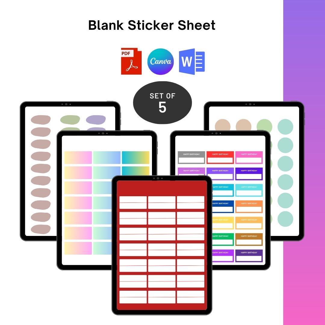 Blank Sticker Sheets Template Printable PDF, Word [Editable]