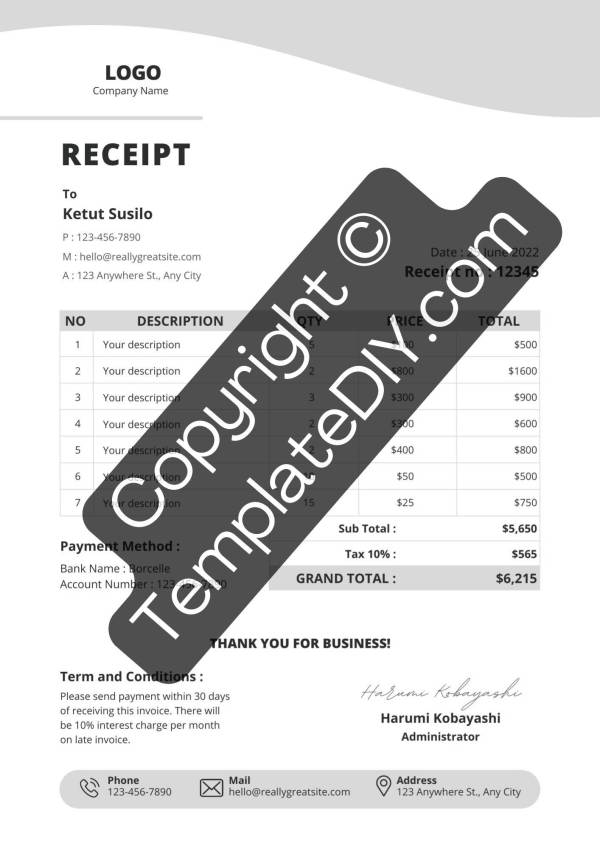 Vendor Receipt Template Blank Printable in Pdf, Excel, Word