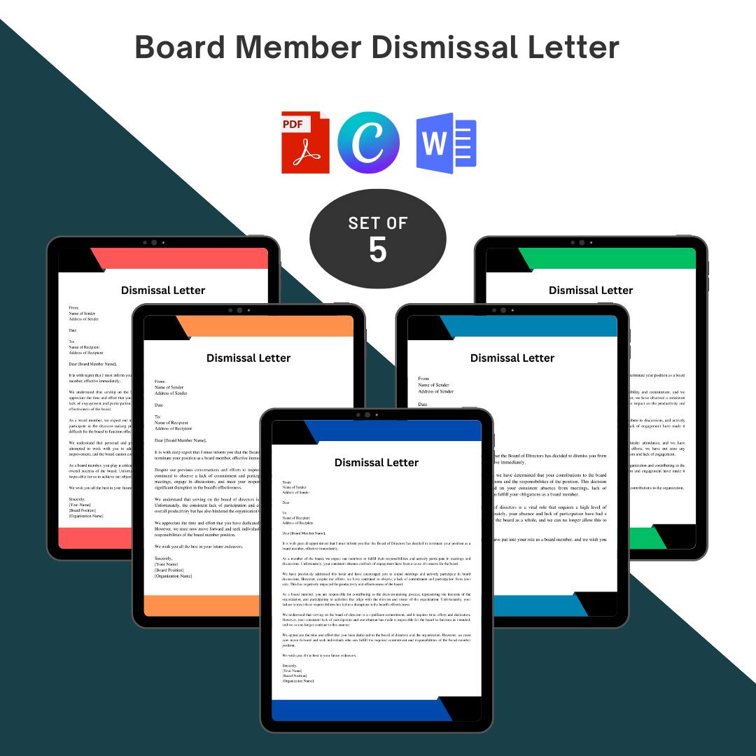 Formal Board Member Dismissal Letter Sample | PDF & Word