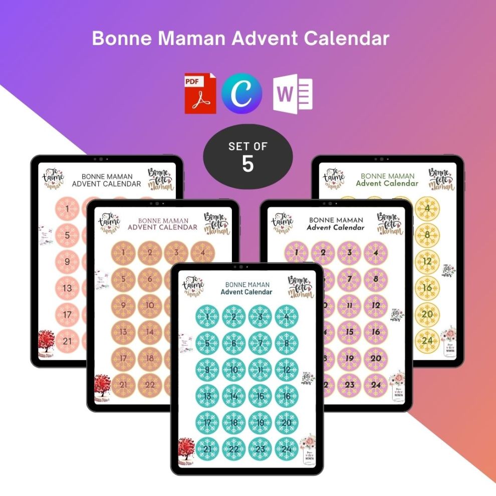 Bonne Maman Advent Calendar Printable Template PDF, Word