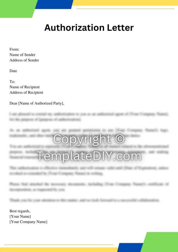 Brand Authorization Letter Sample Template Examples Word