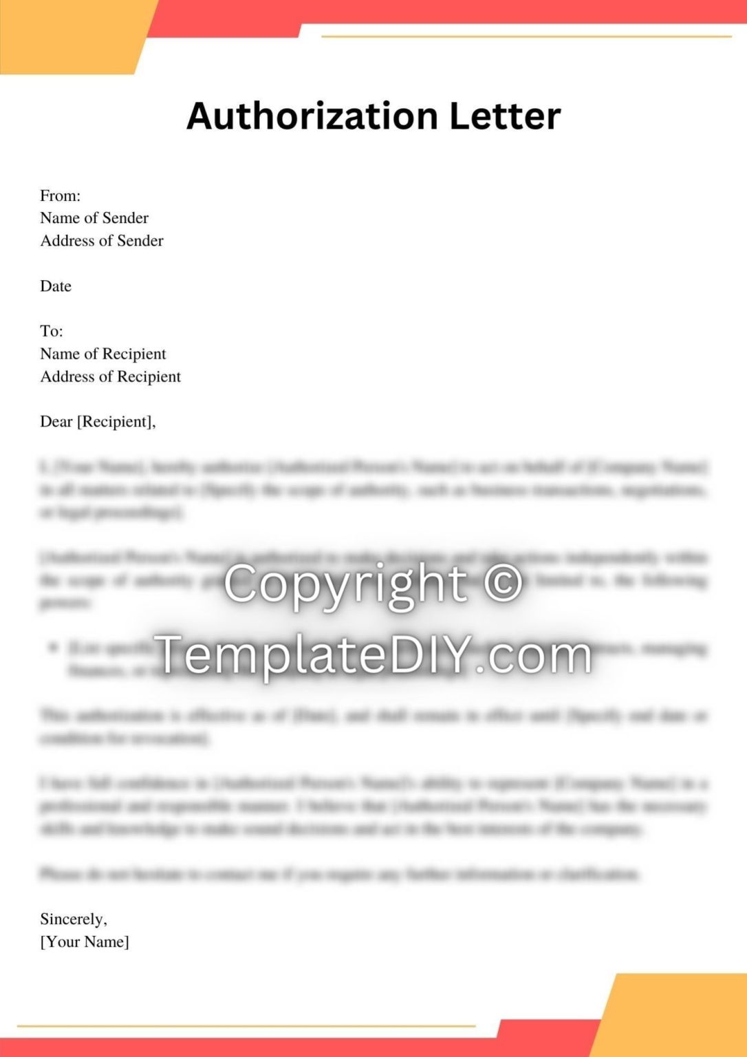 Business Authorization Letter Sample Template and Examples