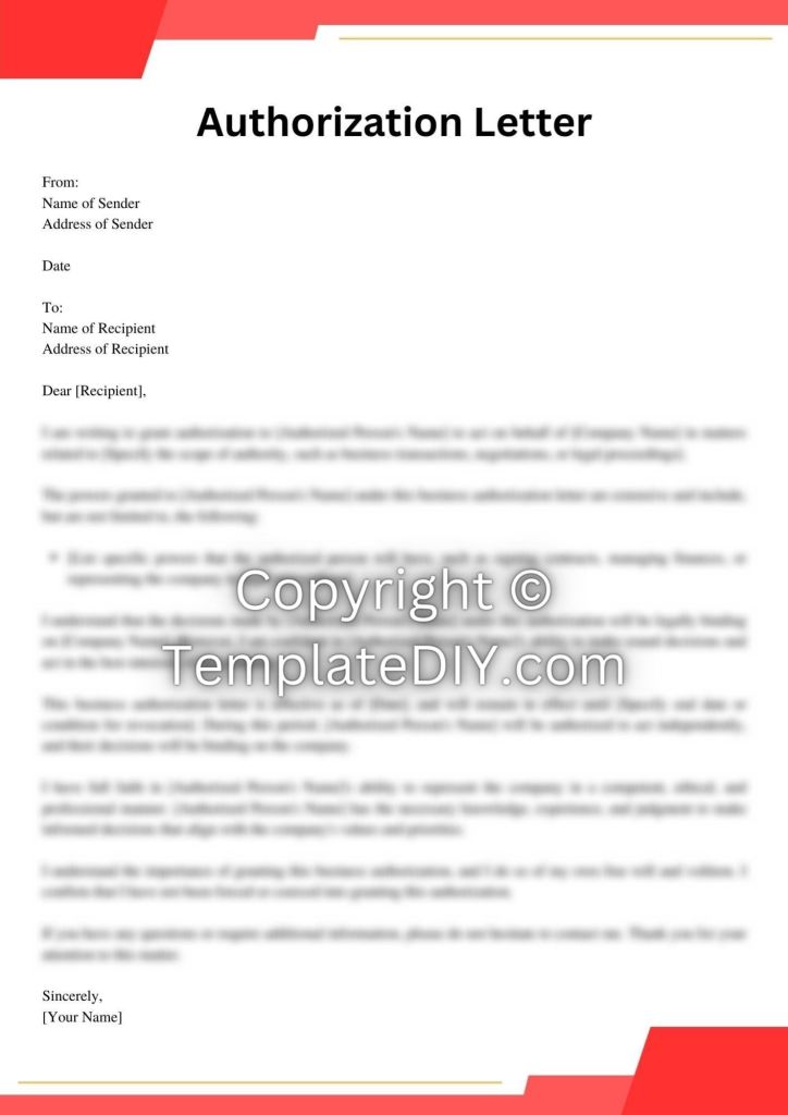 Business Authorization Letter Sample Template and Examples