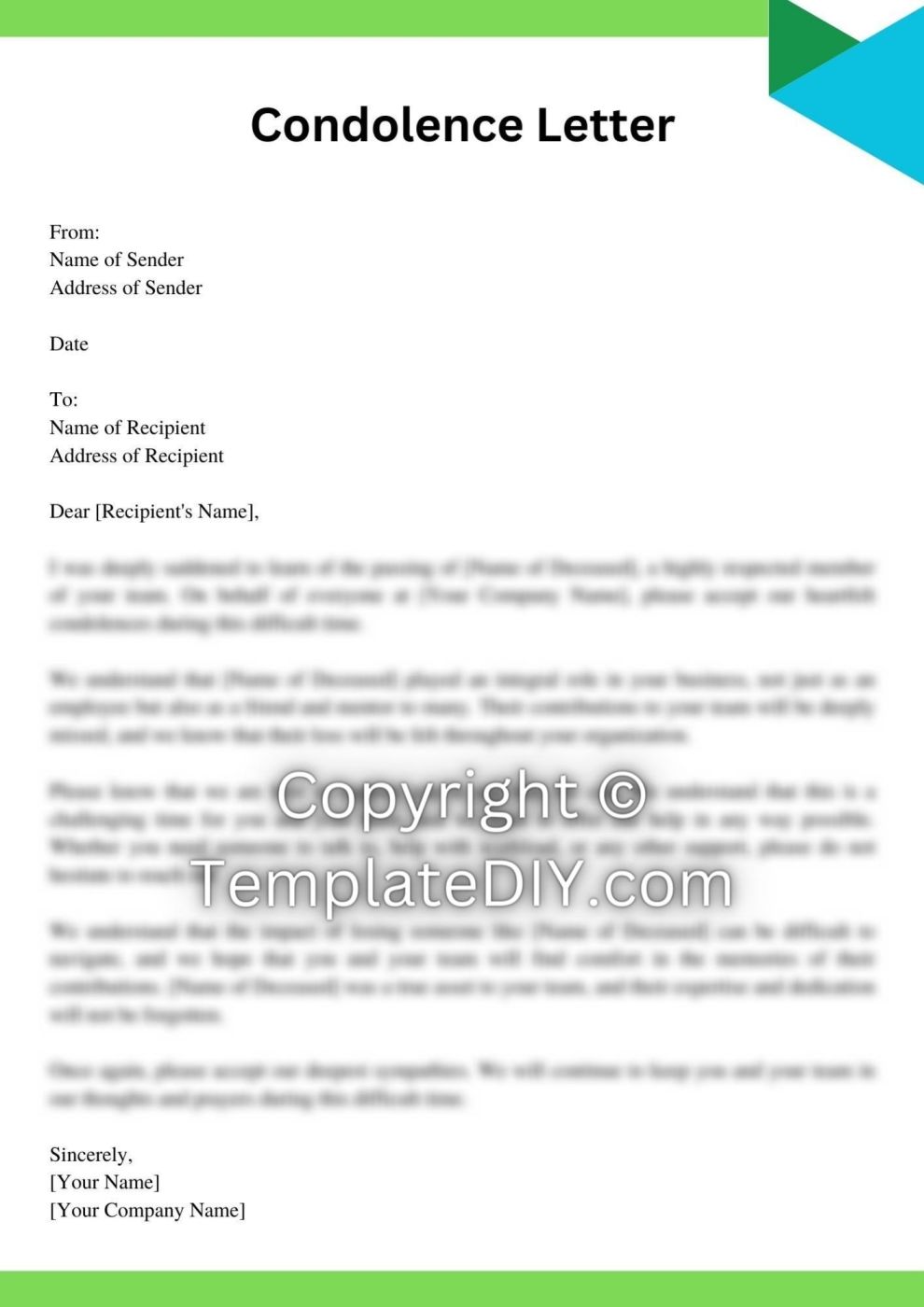 Business Condolence Letter Sample with Examples [Word]
