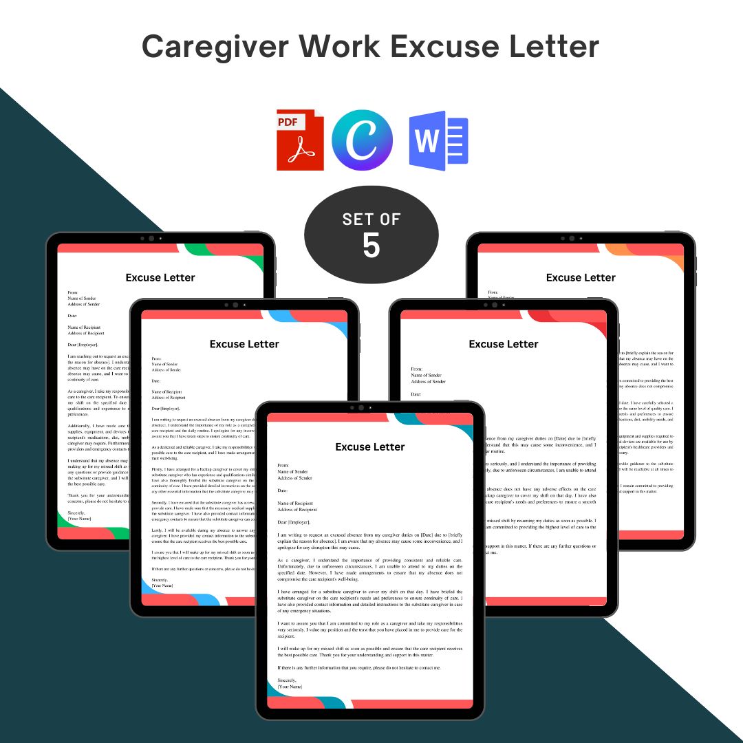 Caregiver Work Excuse Letter Sample with Examples [Word]