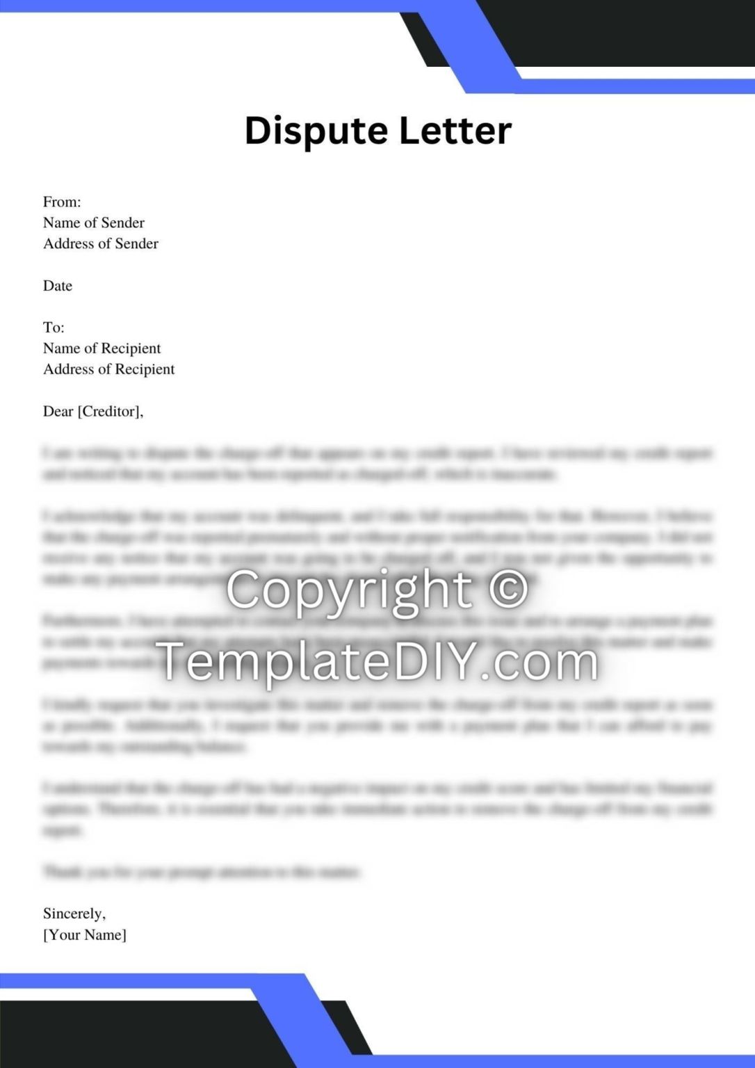 Dispute Charge Offs with Our Letter Template | Download Now