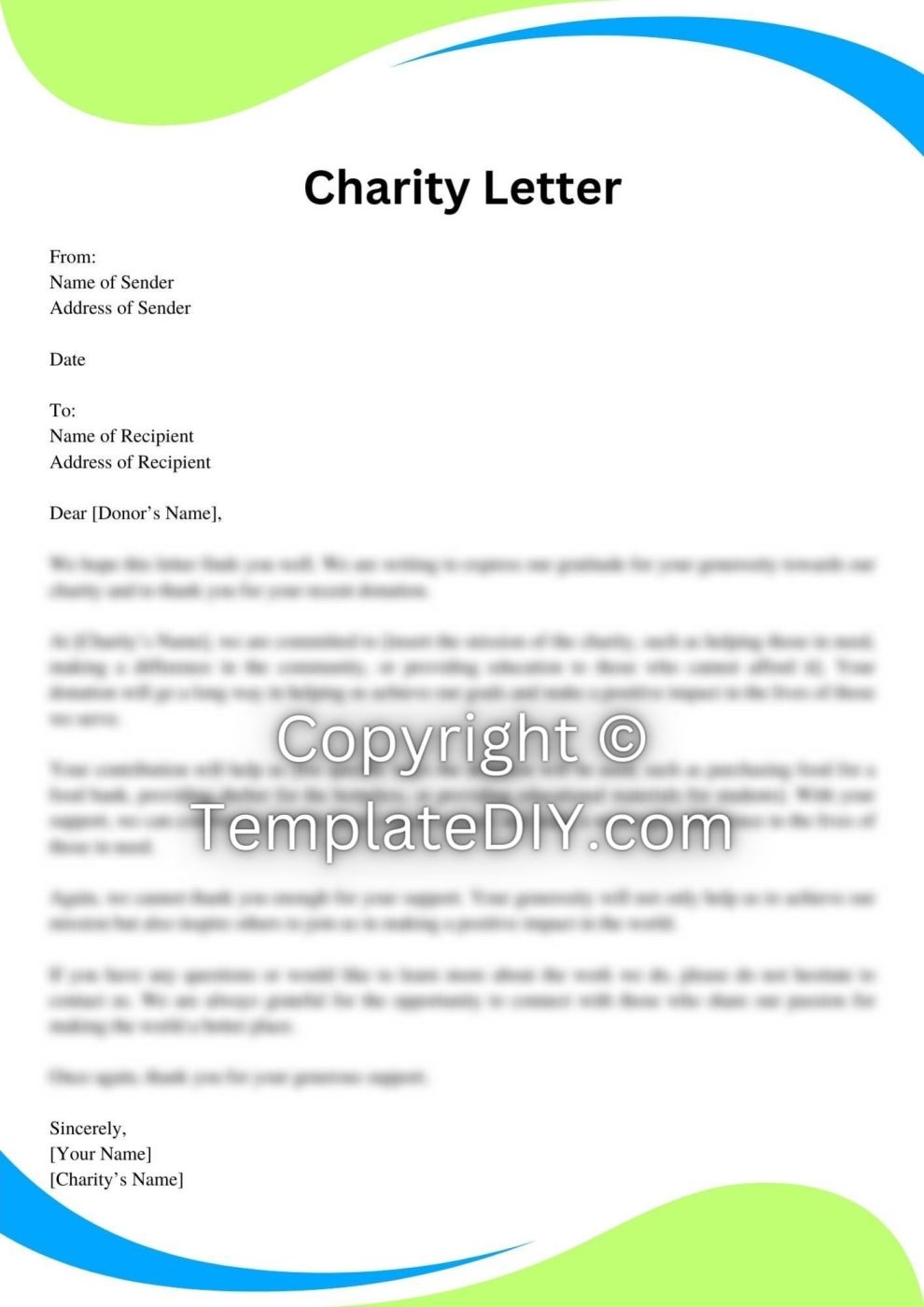Charity Contribution Letter Sample with Examples [Word]
