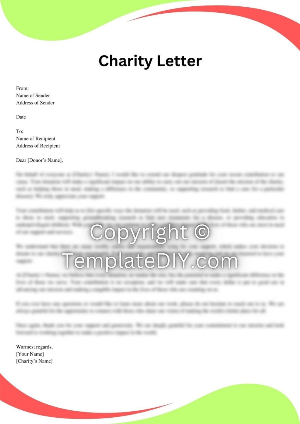 Charity Contribution Letter Sample with Examples [Word]