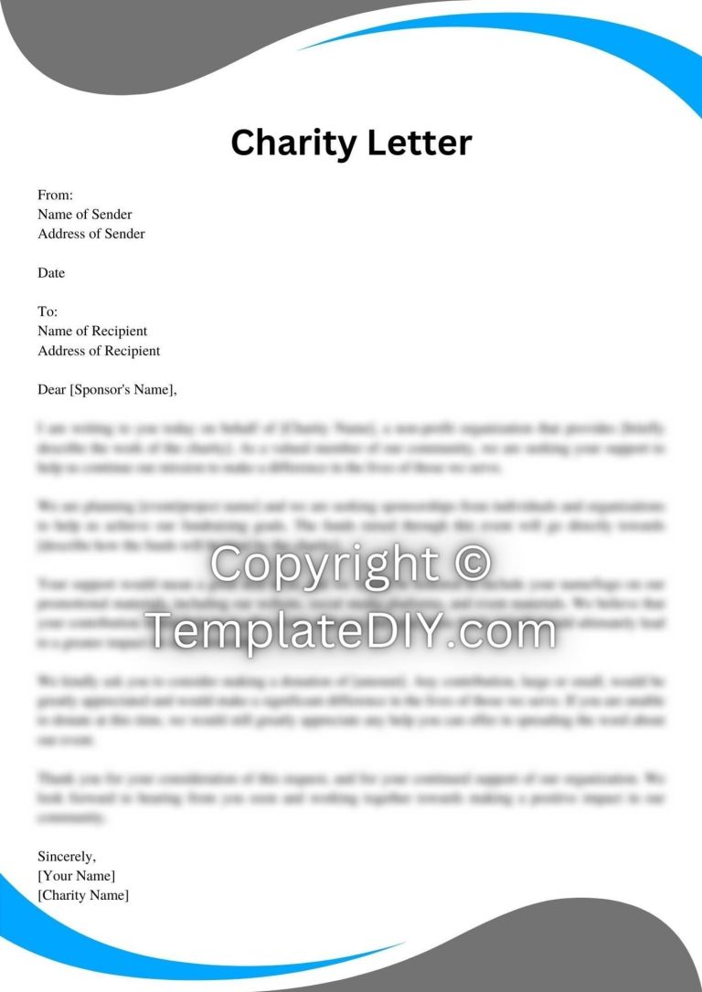 Charity Sponsorship Letter Sample Template with Examples