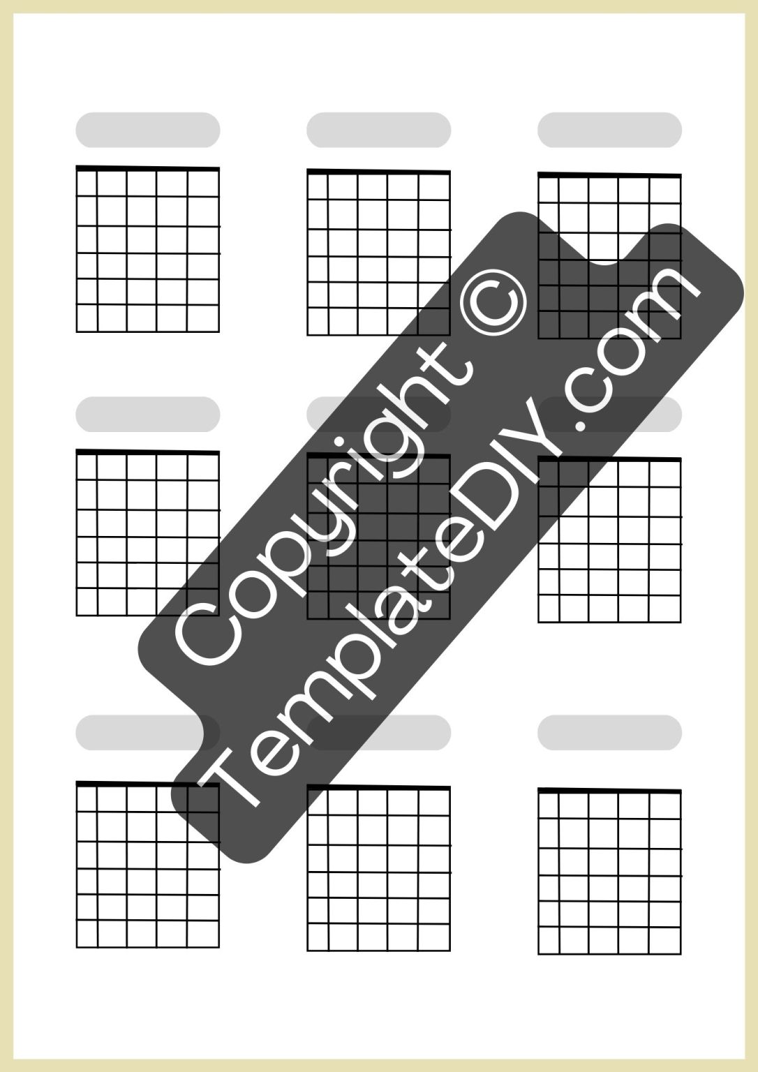 Blank Chord Sheets for Guitar Template Printable PDF, Word