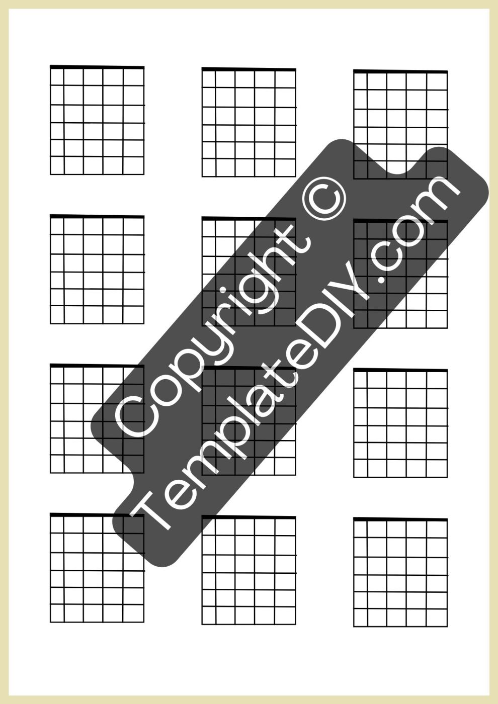 Blank Chord Sheets for Guitar Template Printable PDF, Word