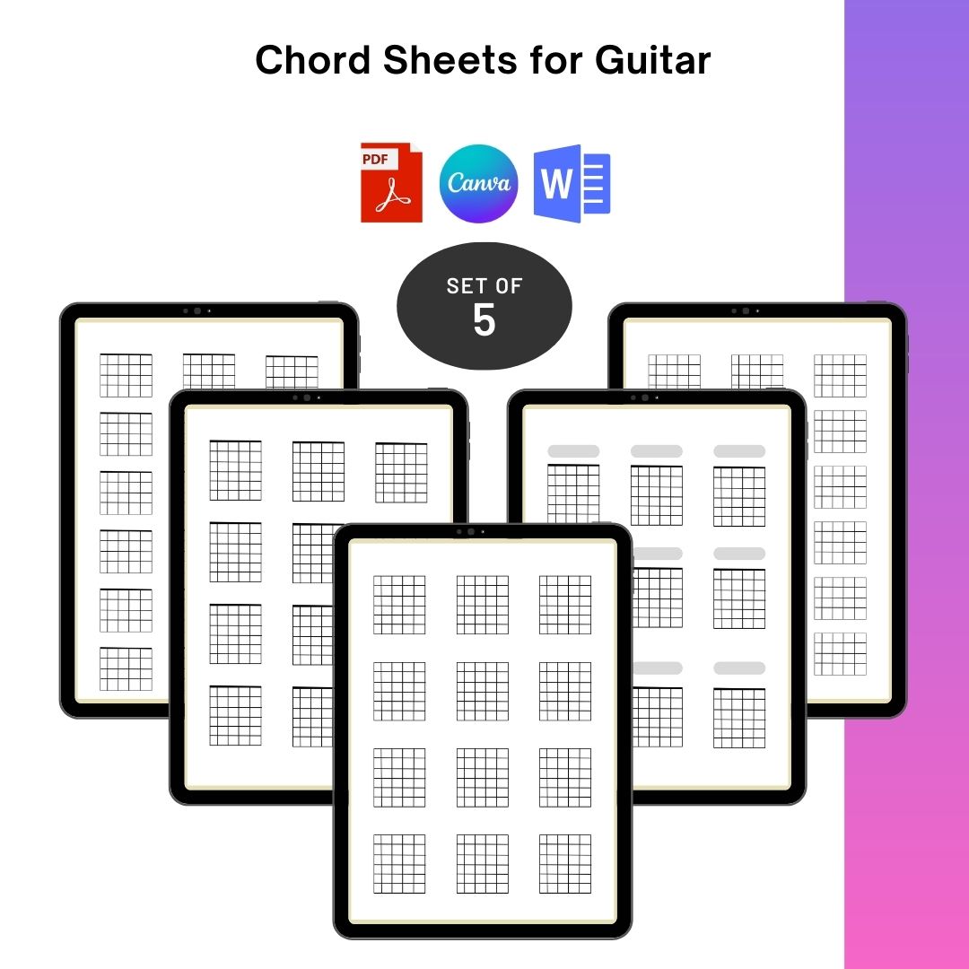 Blank Chord Sheets for Guitar Template Printable PDF, Word