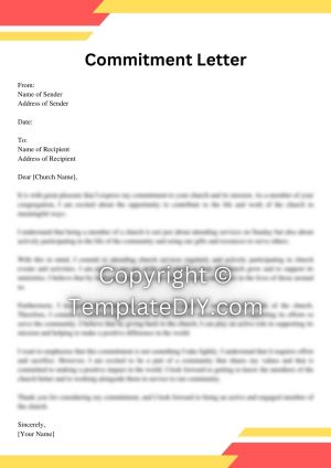 Church Commitment Letter Template | Printable Examples