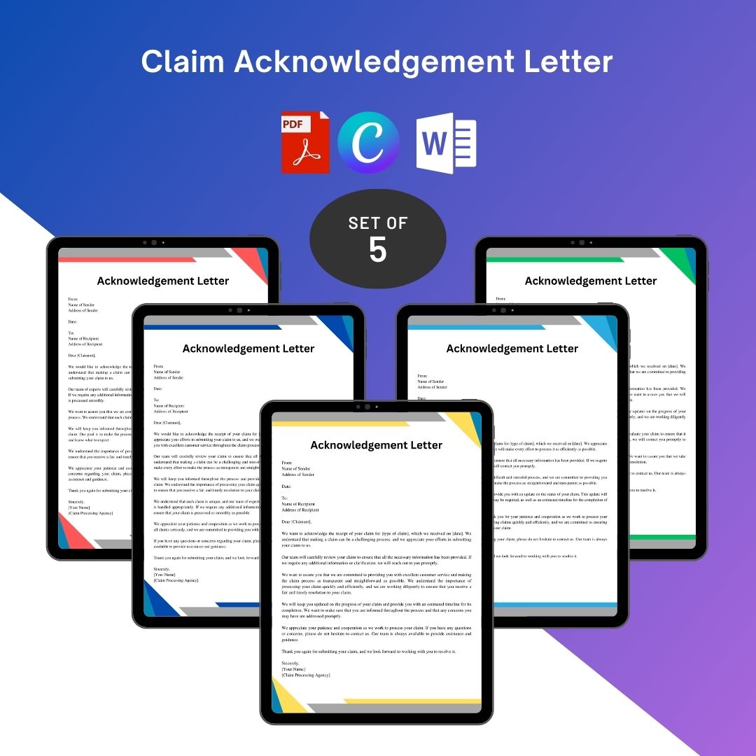 Claim Acknowledgement Letter Sample Template and Examples