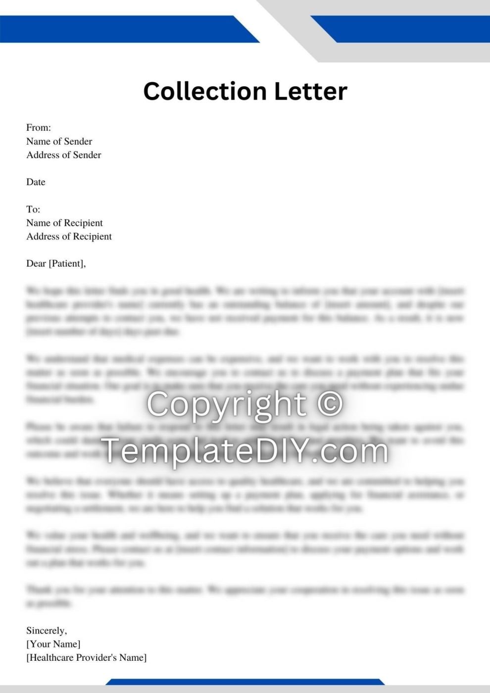Collection Letter to Patient Sample with Examples [Word]