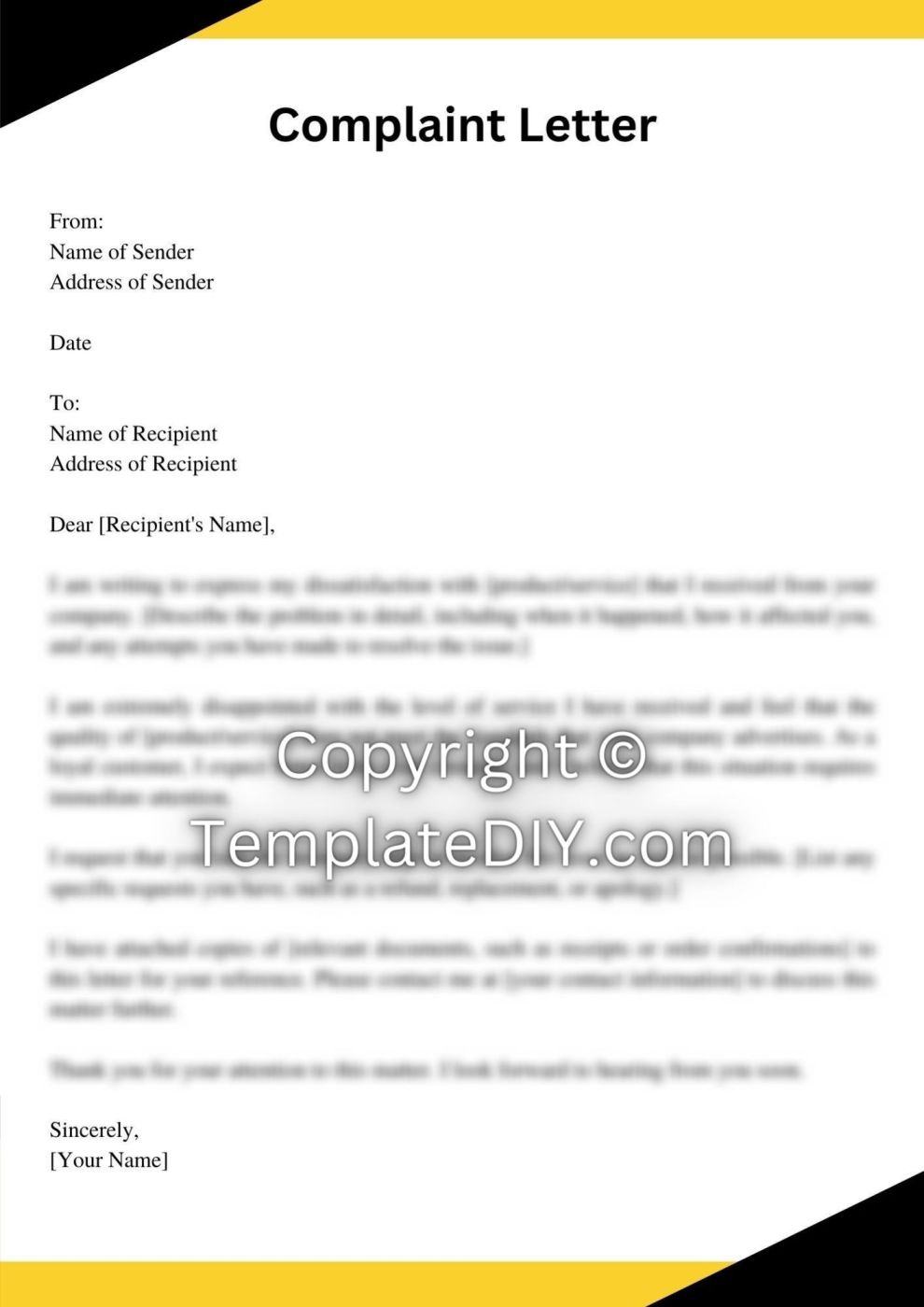 Complaint Letter Sample with Examples [Word Editable]