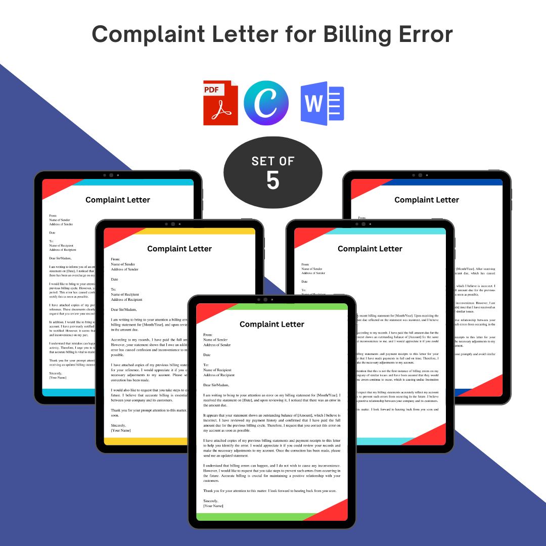Complaint Letter for Billing Error Sample with Examples