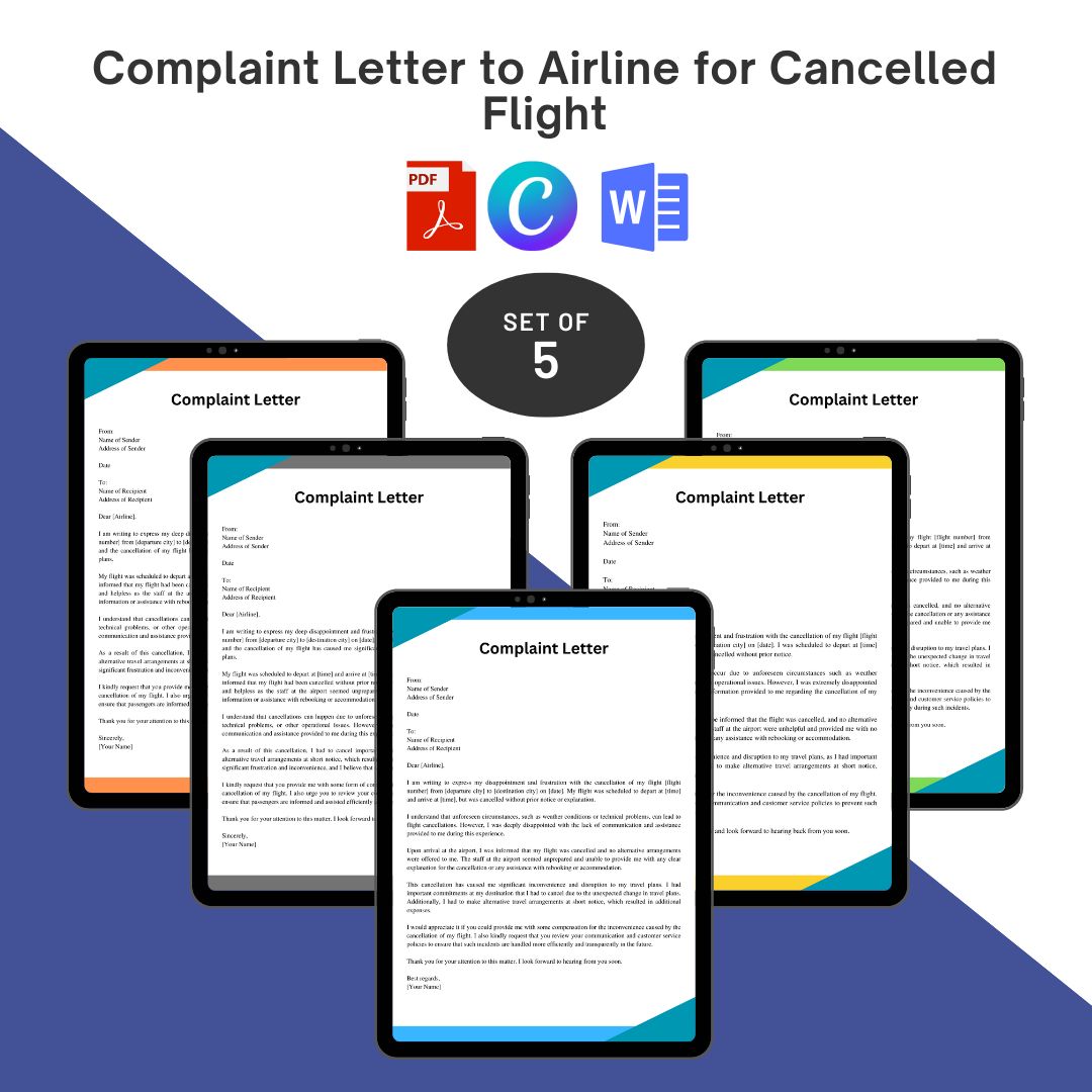 Complaint Letter to Airline for Cancelled Flight Sample