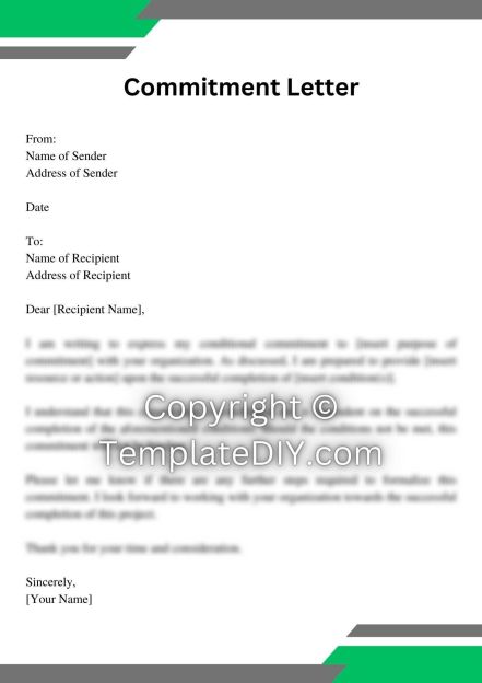 Conditional Commitment Letter Sample with Examples [Word]