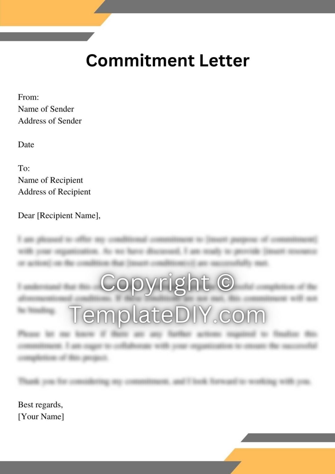 Conditional Commitment Letter Sample with Examples [Word]