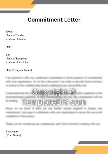 Conditional Commitment Letter Sample with Examples [Word]
