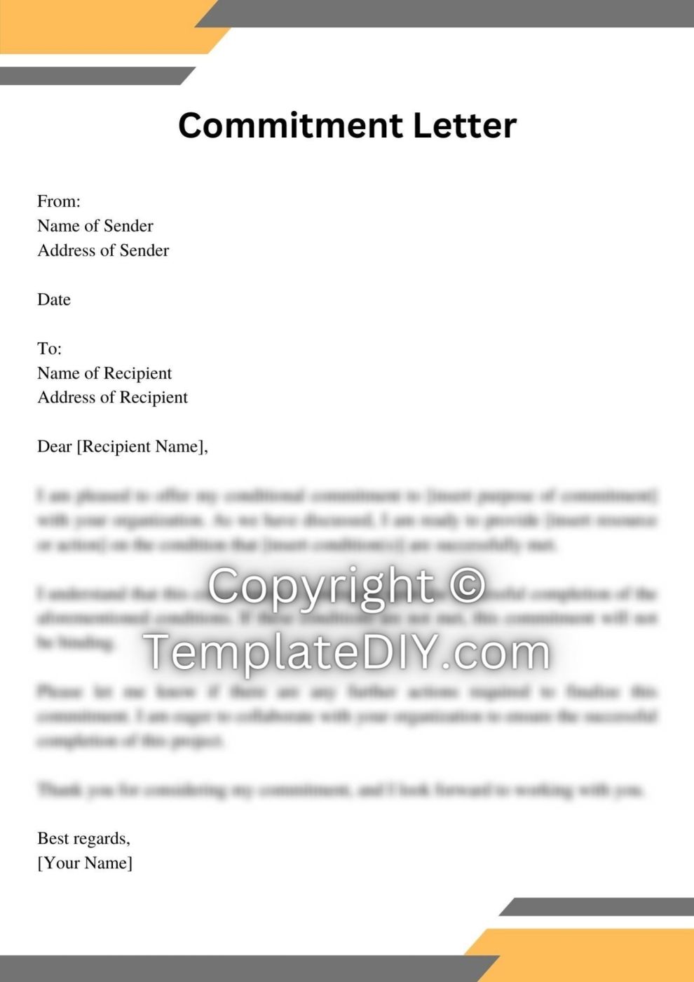 Conditional Commitment Letter Sample with Examples [Word]