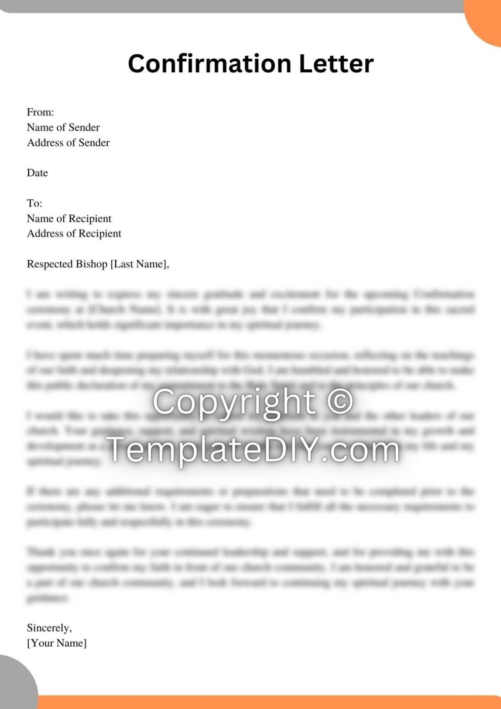 Confirmation Letter to Bishop Template | Printable PDF & Word