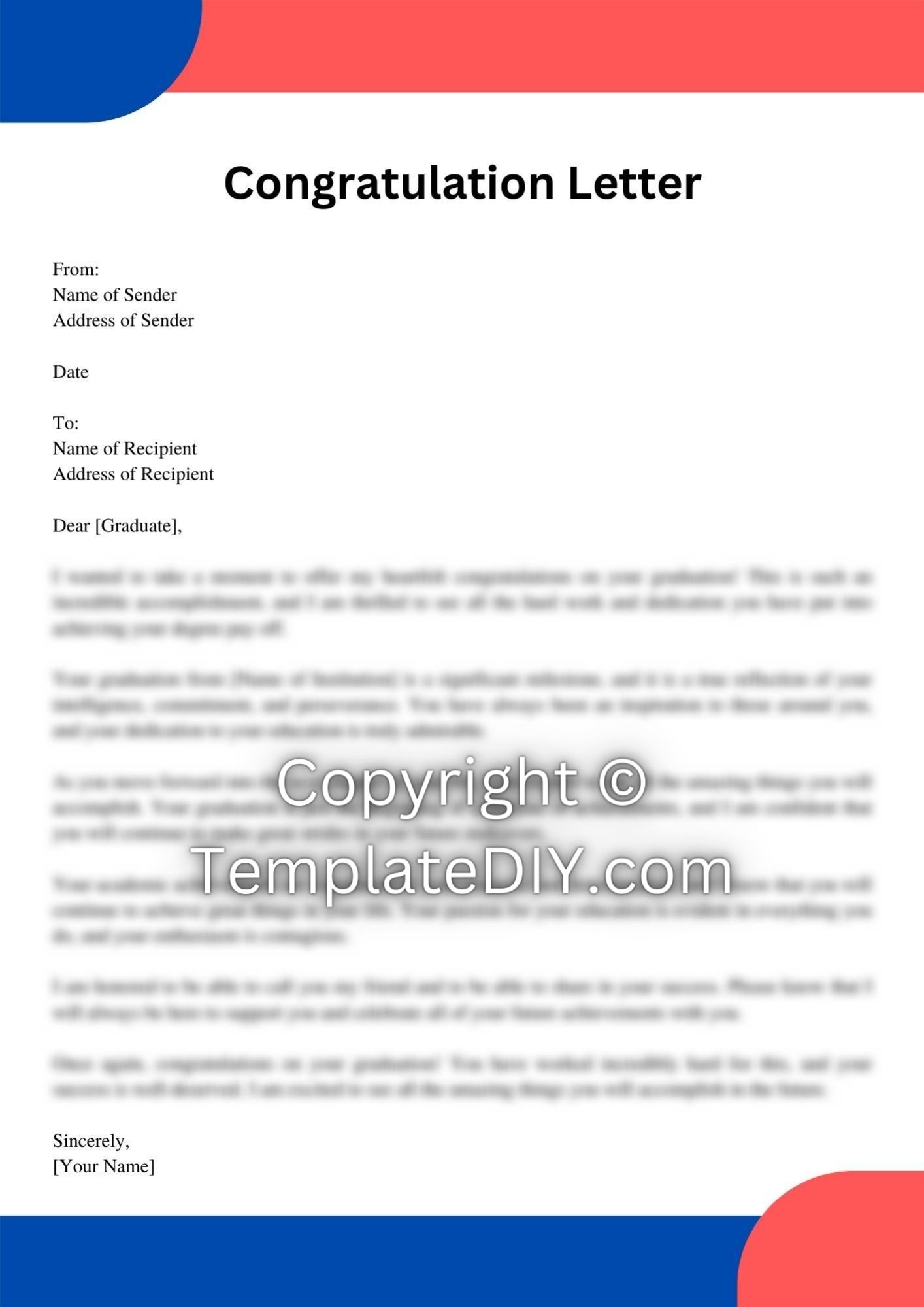 Congratulation Letter For Graduation Sample With Examples