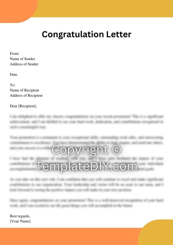 Congratulation Letter for Promotion Sample with Examples