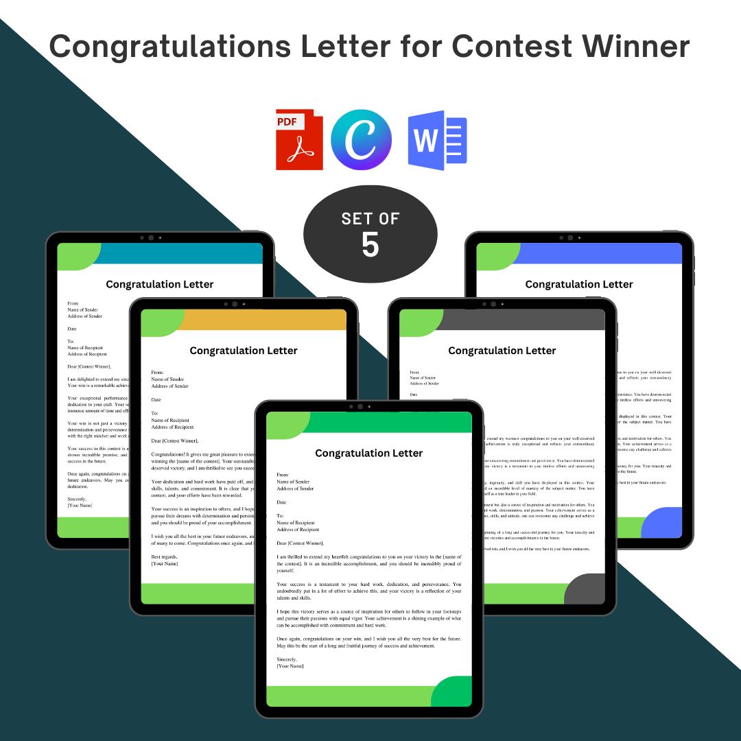 Congratulations Letter for Contest Winner Sample [Word]