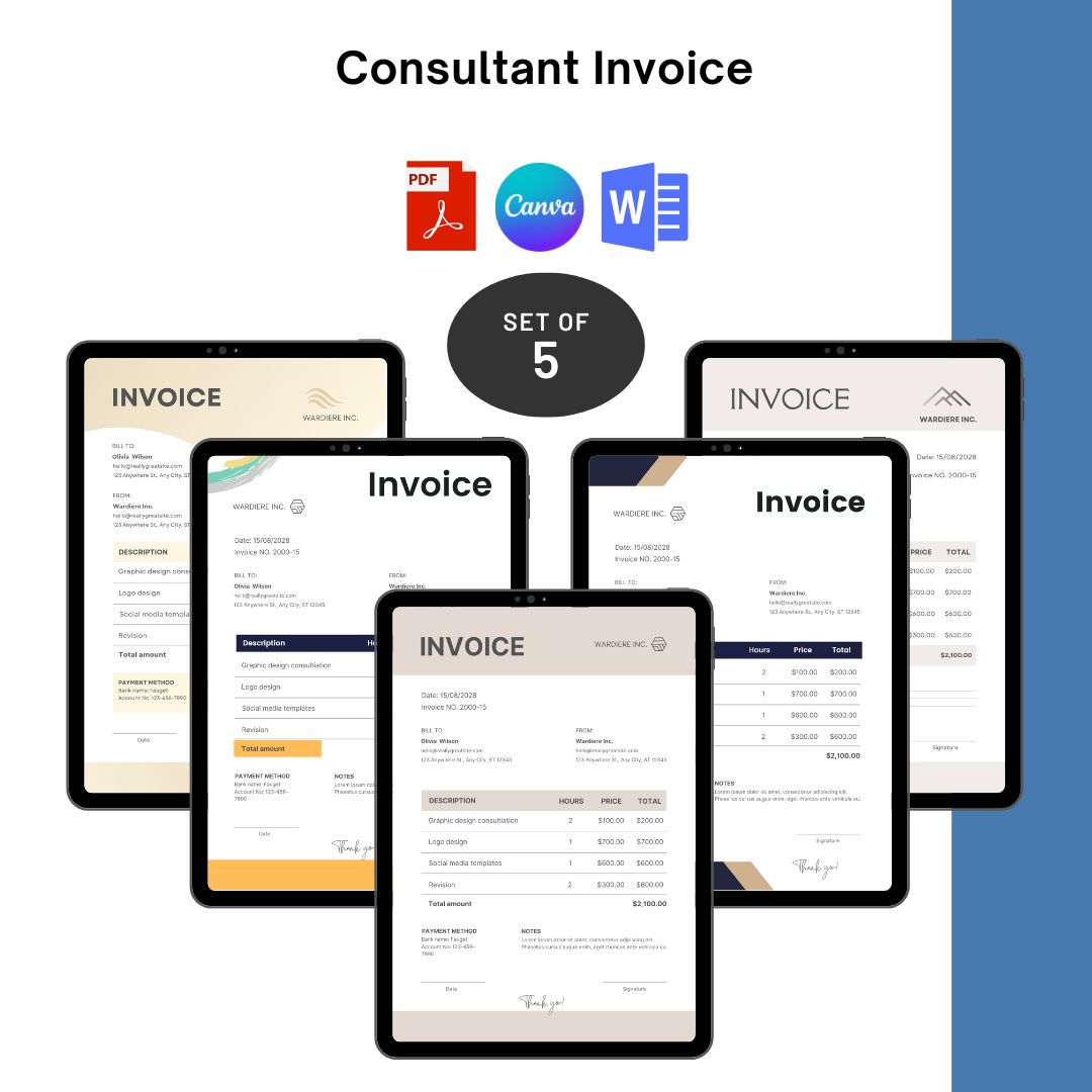 Consultant Invoice Template | PDF, Word & Excel