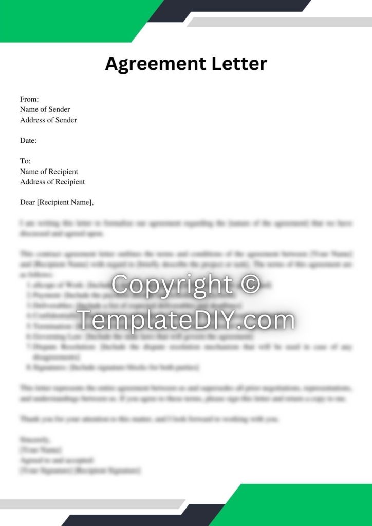 Contract Agreement Letter Sample Template with Examples