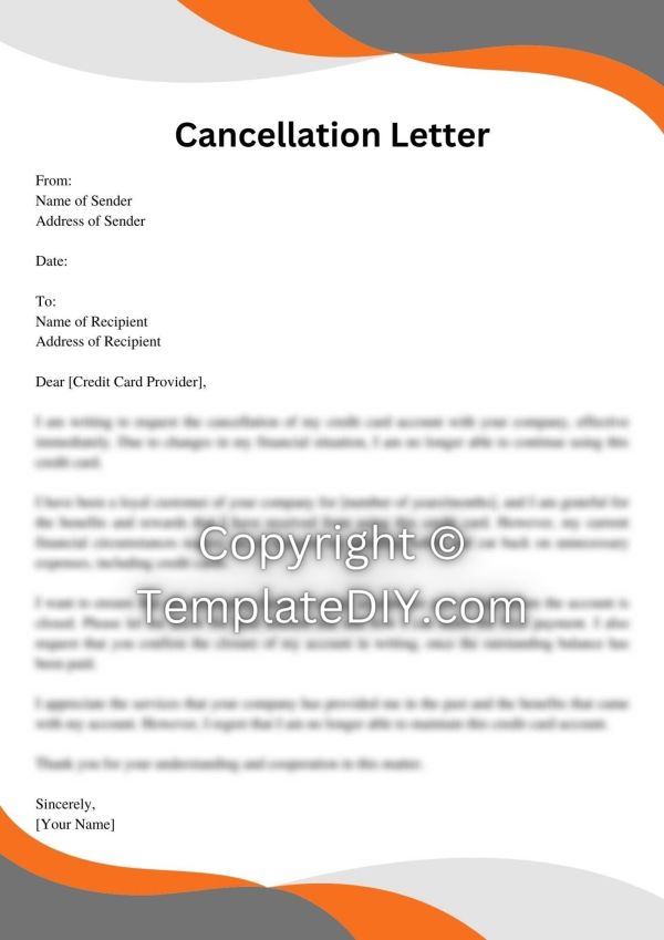 Credit Card Cancellation Letter Sample with Examples [Word]